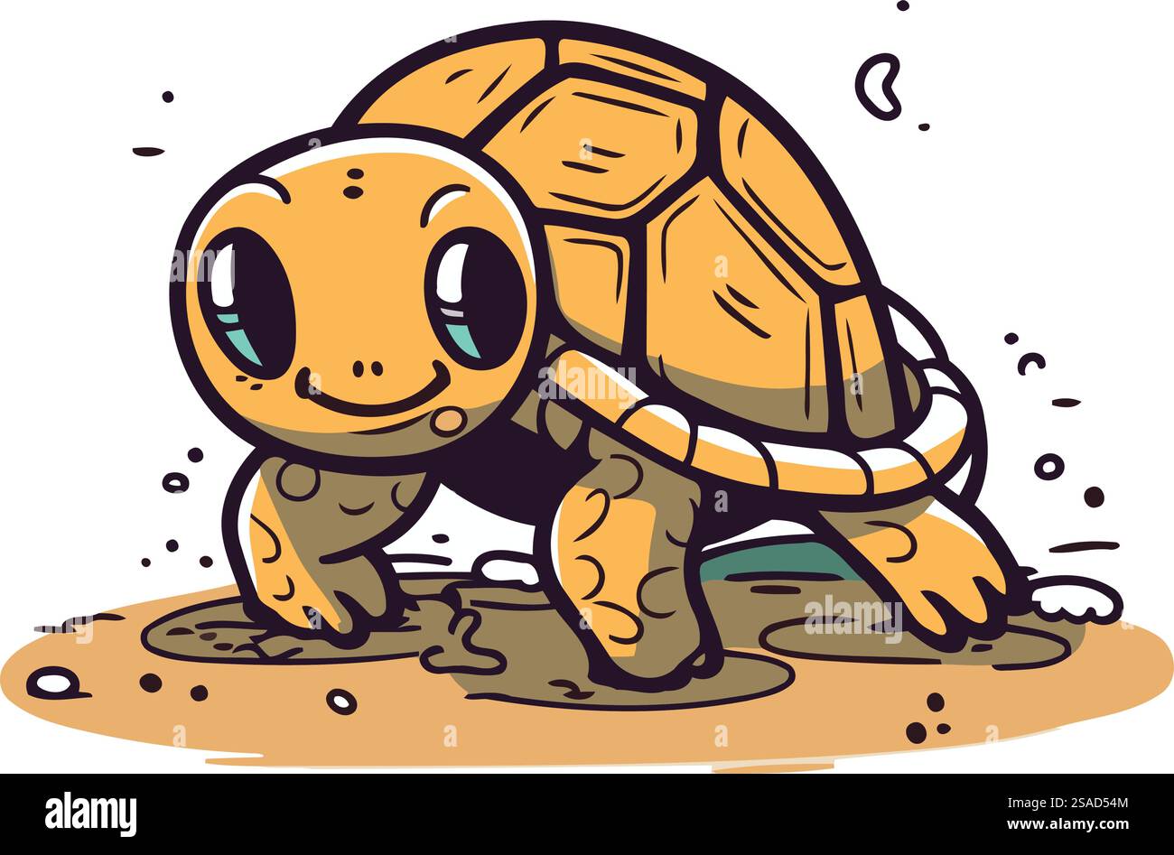 Cute cartoon tortoise. Vector illustration isolated on white background ...