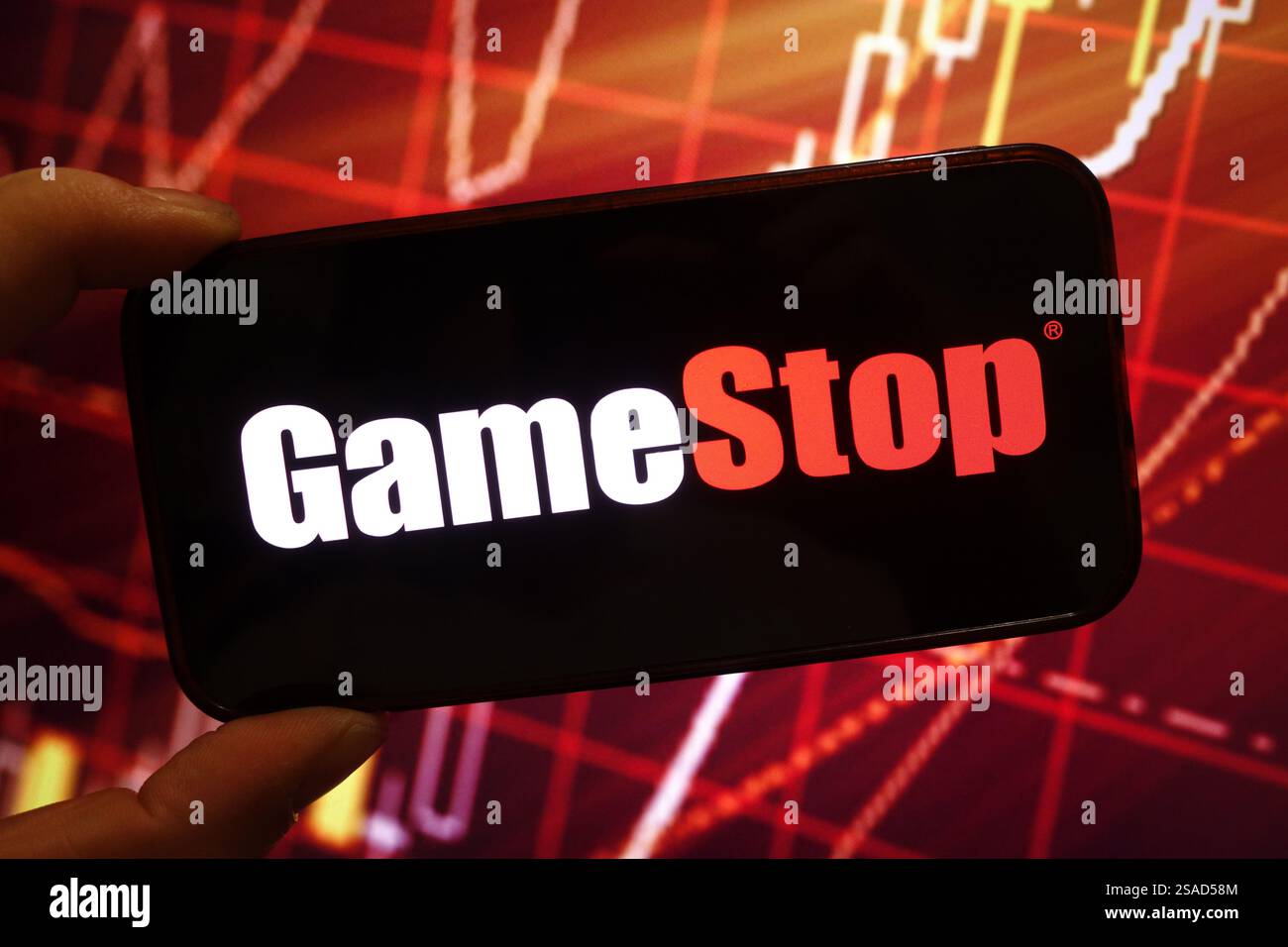 Poland. 25th Jan, 2025. In this photo illustration, the GameStop ...