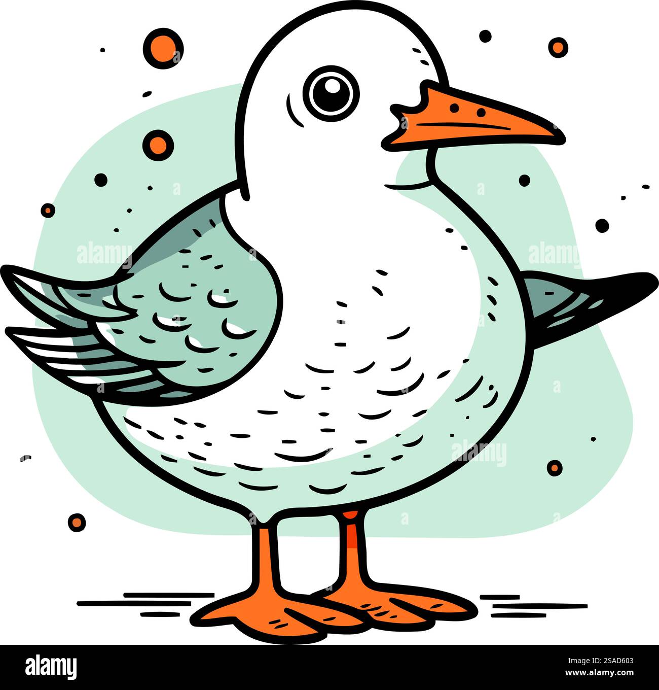 Vector illustration of a seagull on a white background. Cartoon style ...