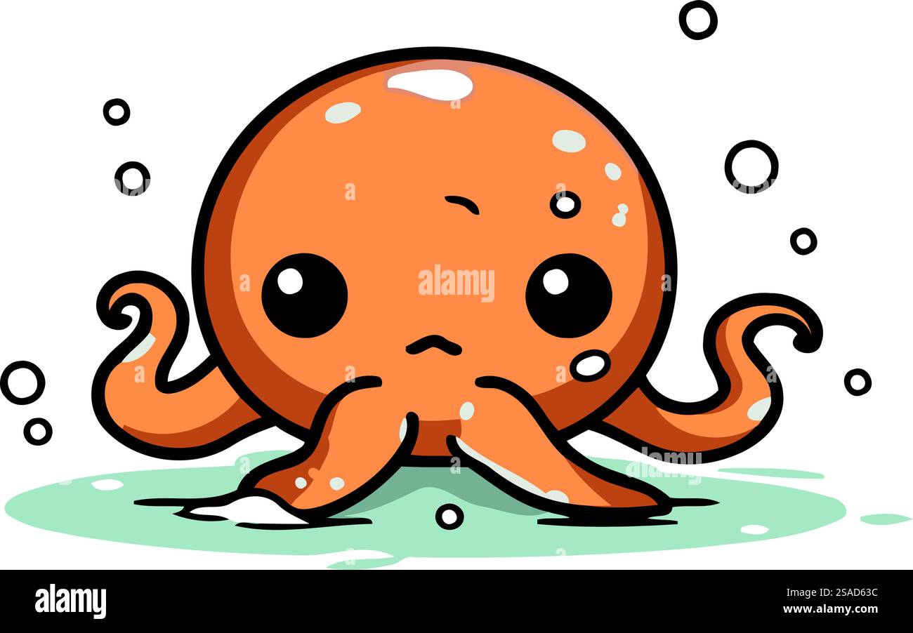Cute cartoon octopus. Vector illustration isolated on white background ...
