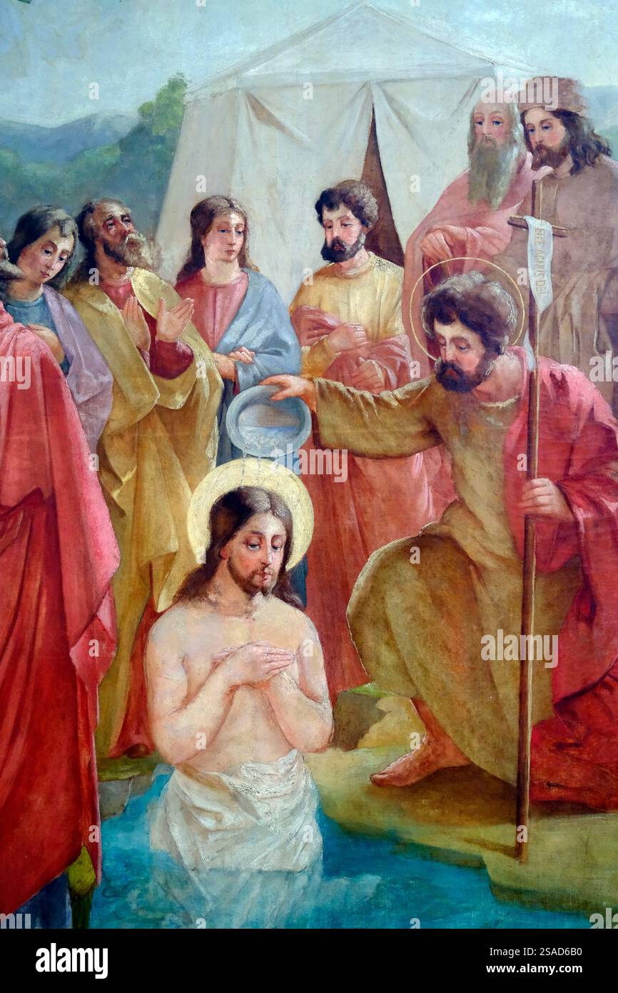 Lower Minster Cathedral Parish Church. The baptism of Jesus by John the Baptist. Regensburg ...