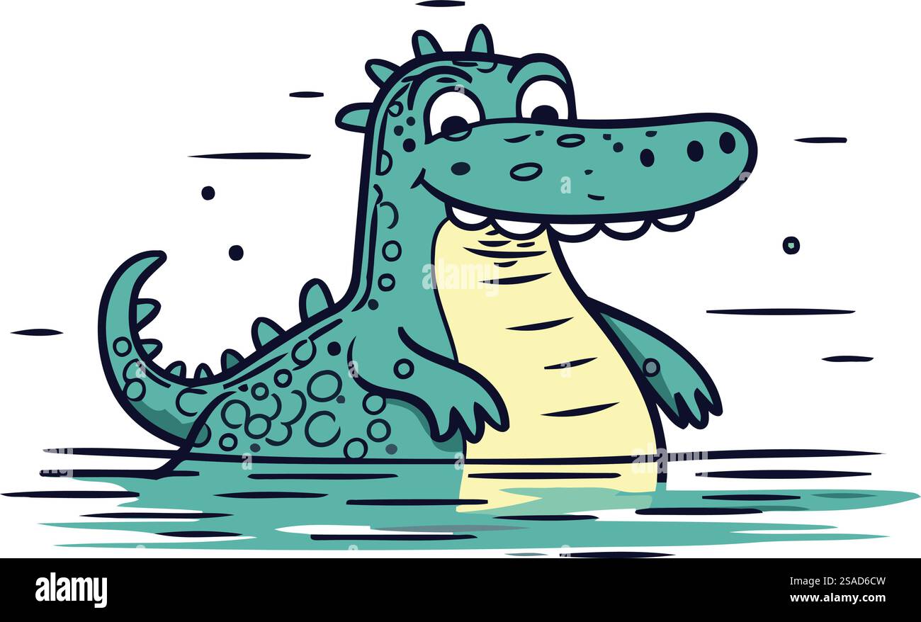 Crocodile vector illustration. Cute cartoon crocodile Stock Vector ...