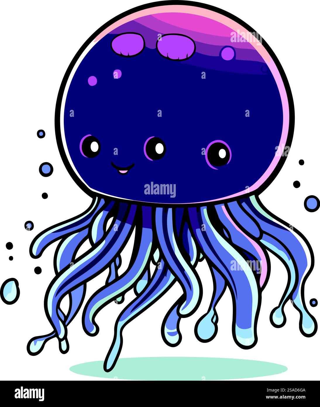 Cute cartoon jellyfish. Vector illustration of a cute jellyfish Stock ...