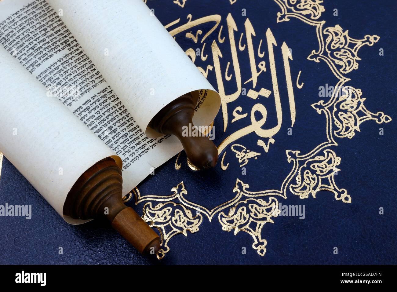 Torah scrolls in Hebrew and quran in Arabic. Relationship between ...