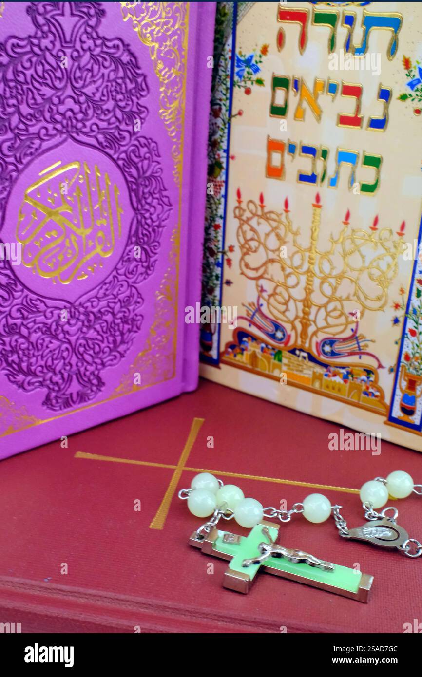 Quran, Bible, Talmud or Torah. Religion concept. Most significant ...