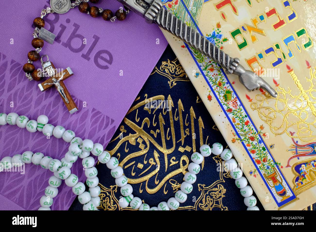 Bible, Quran and Torah. Concept of interfaith dialogue. Christianity ...