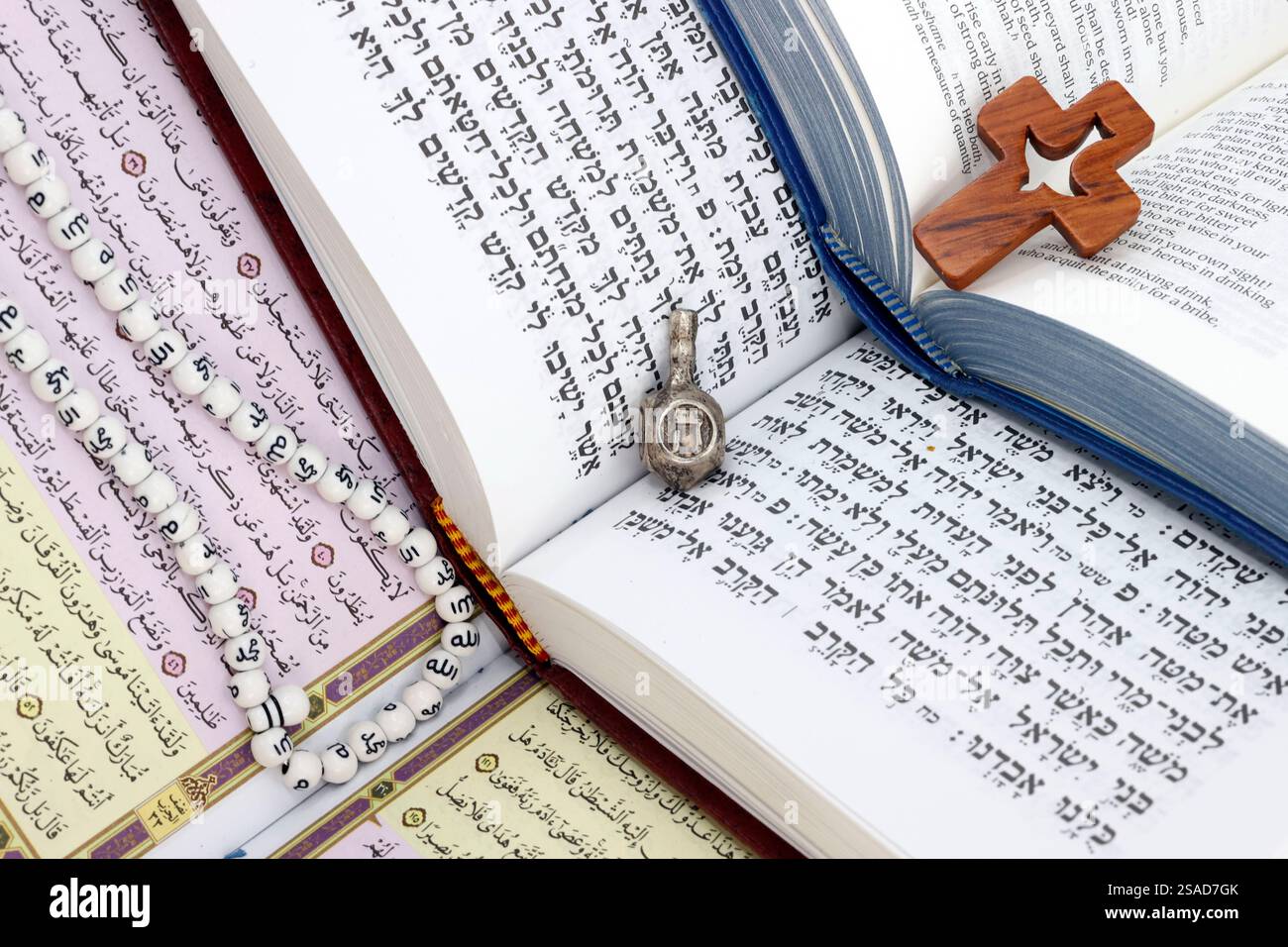 Bible, Quran and Torah. Concept of interfaith dialogue. Christianity ...
