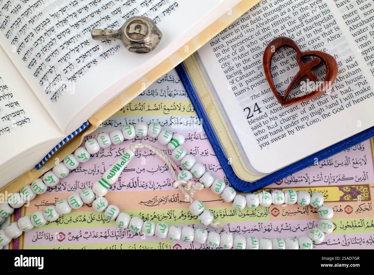 Bible, Quran and Torah. Concept of interfaith dialogue. Christianity ...