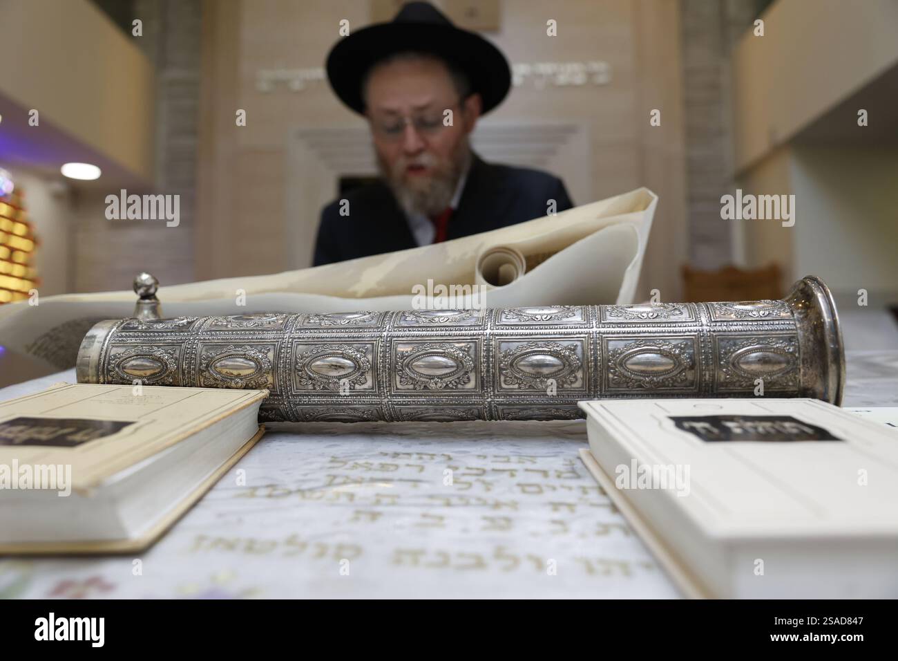 Celebration of Purim festival at Beth Loubavitch synagogue, Montrouge ...