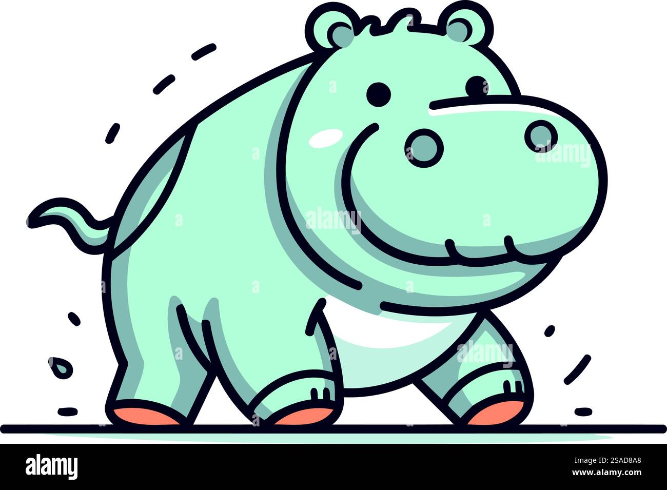 Cute cartoon hippopotamus. Vector illustration. flat design Stock ...