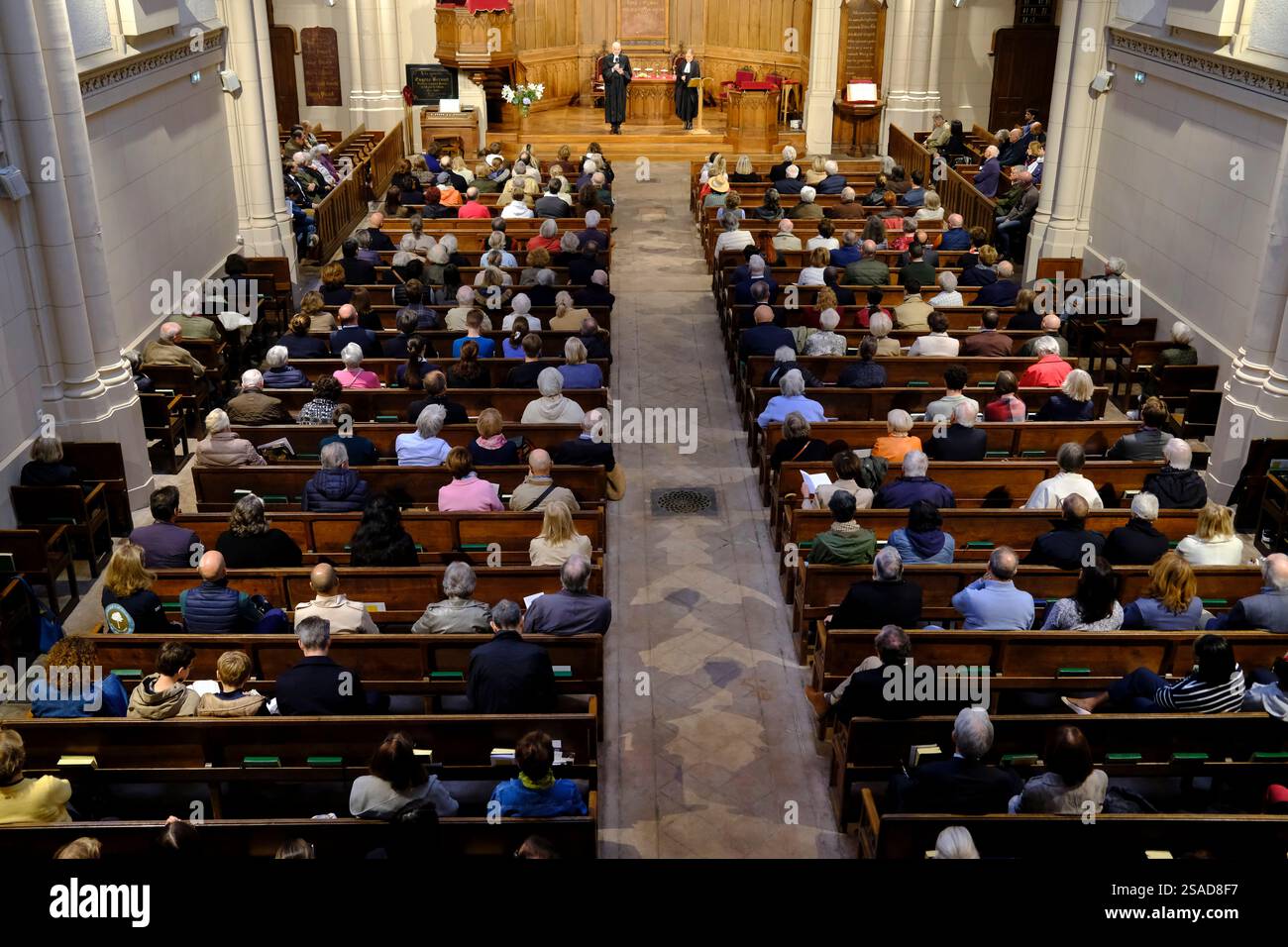 Protestant temple of Etoile. Sunday worship. Paris. France Stock Photo ...