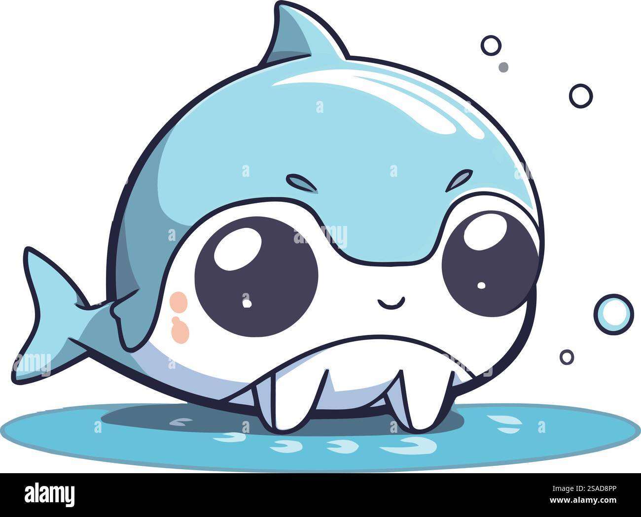 Cute cartoon shark with big eyes. Vector illustration isolated on white ...