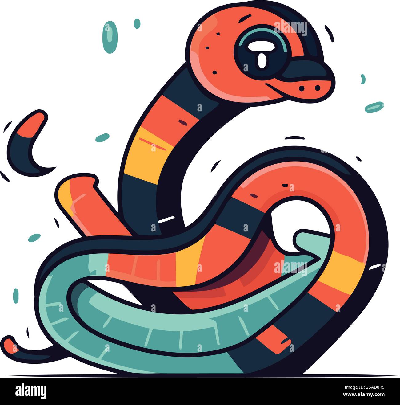 Cartoon snake. Colorful vector illustration. Isolated on white ...