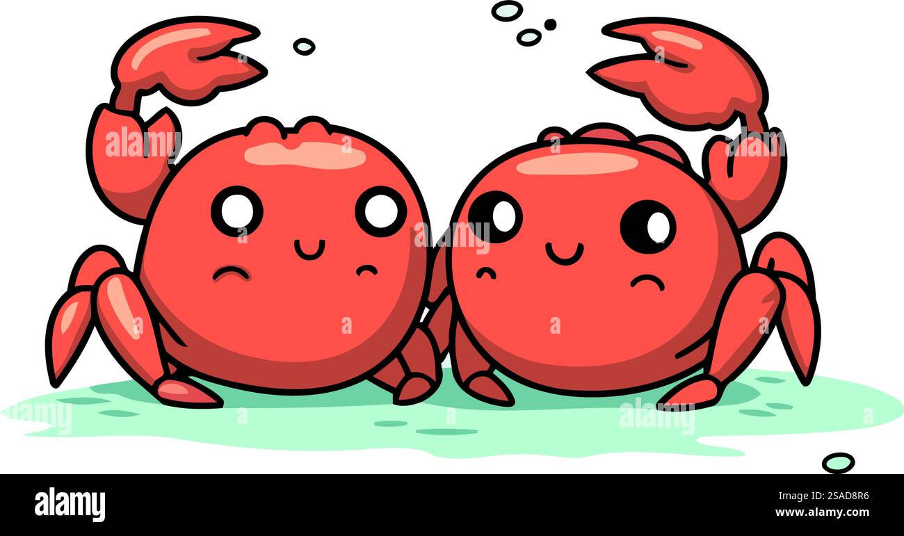 Illustration of two cute crabs on white background. Vector illustration ...