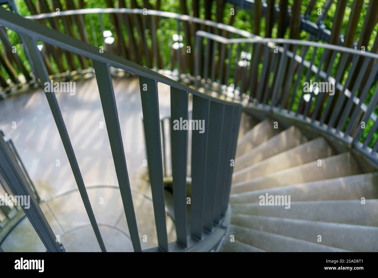Top view of a curved spiral staircase. Concept of unique and dynamic ...