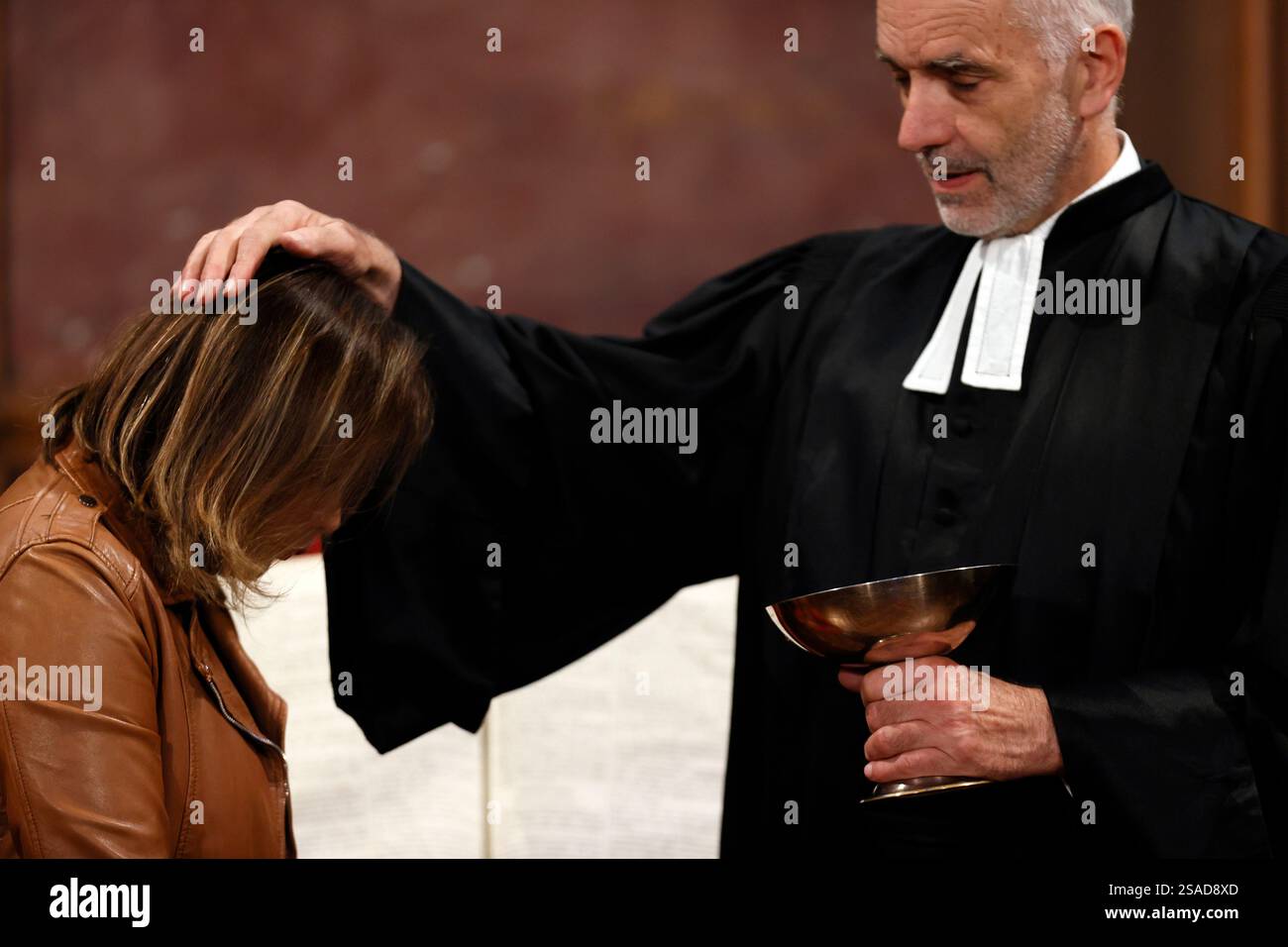 Adult baptism in a Protestant church. Paris. France Stock Photo - Alamy