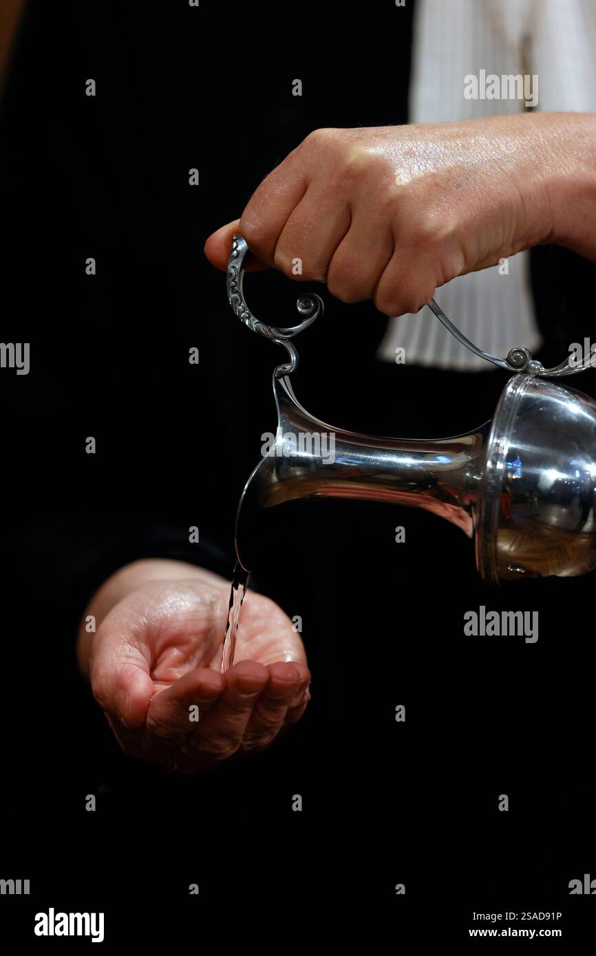 Baptism ceremony in a Protestant temple. Paris. France Stock Photo - Alamy