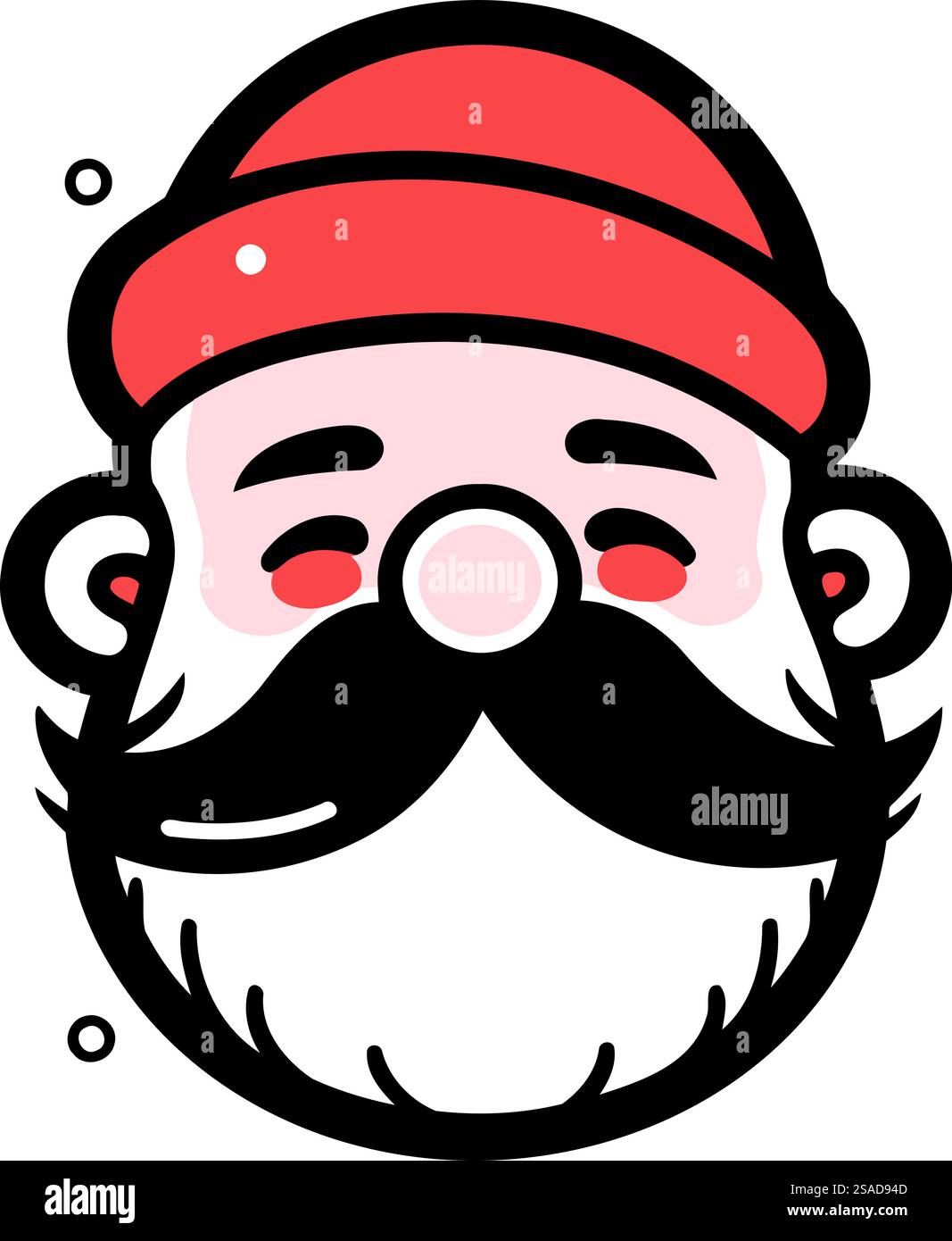 Vector illustration of Santa Claus face in hat and moustache Stock ...