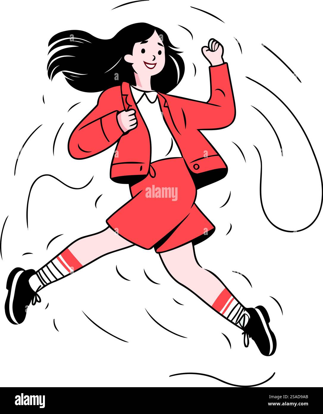 Running woman. Vector illustration of a girl in a red suit Stock Vector ...