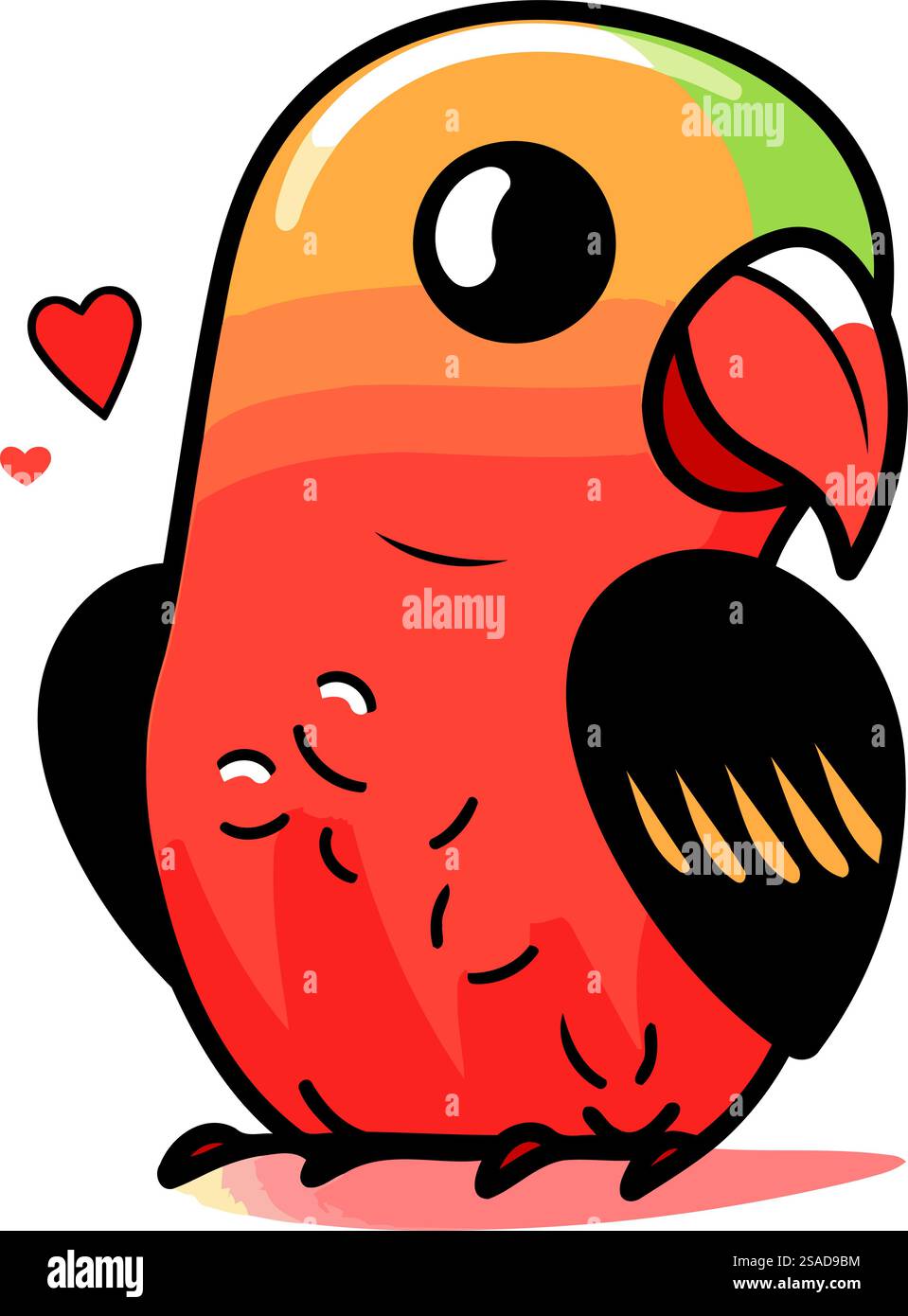 Vector illustration of cute parrot with heart. Isolated on white ...