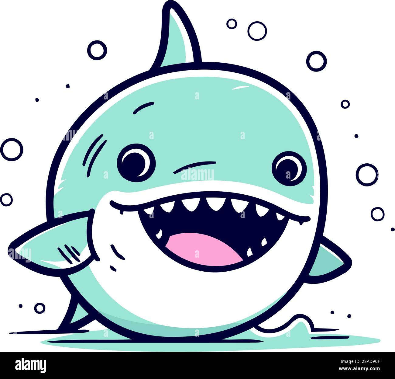 Cute cartoon shark. Vector illustration of a funny cartoon shark Stock ...