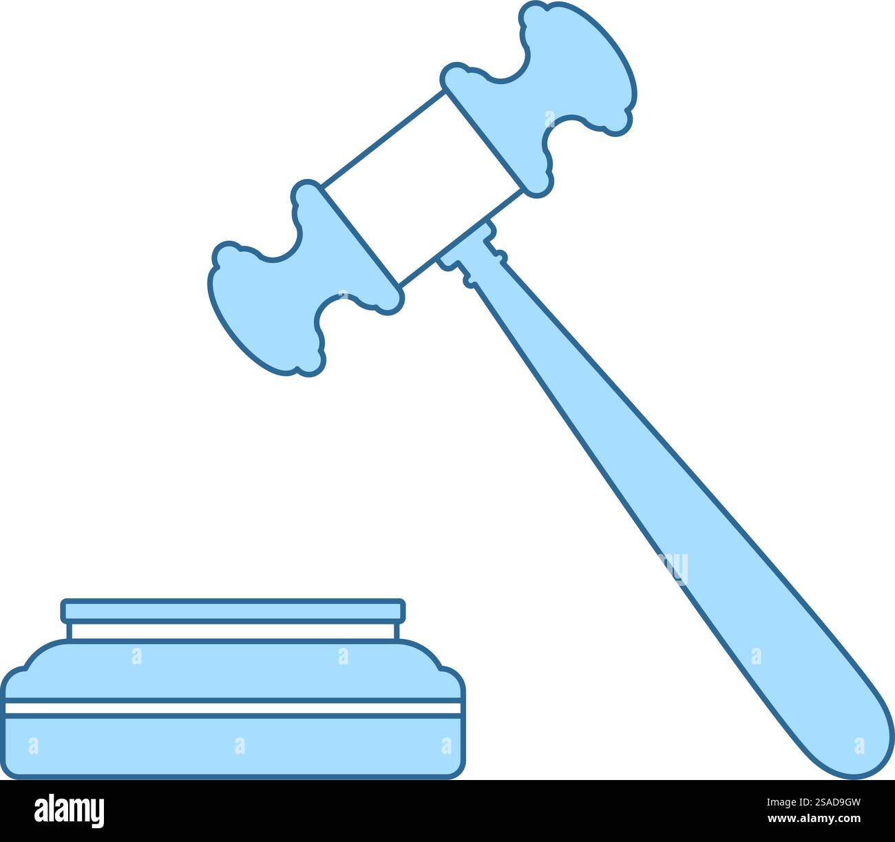 Judge Hammer Icon. Thin Line With Blue Fill Design. Vector Illustration ...