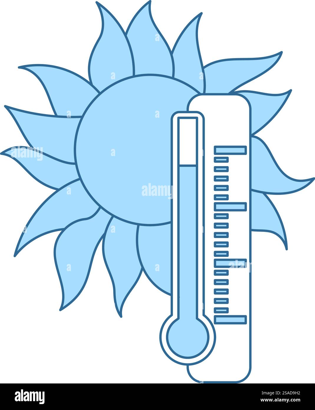 Summer Heat Icon. Thin Line With Blue Fill Design. Vector Illustration ...
