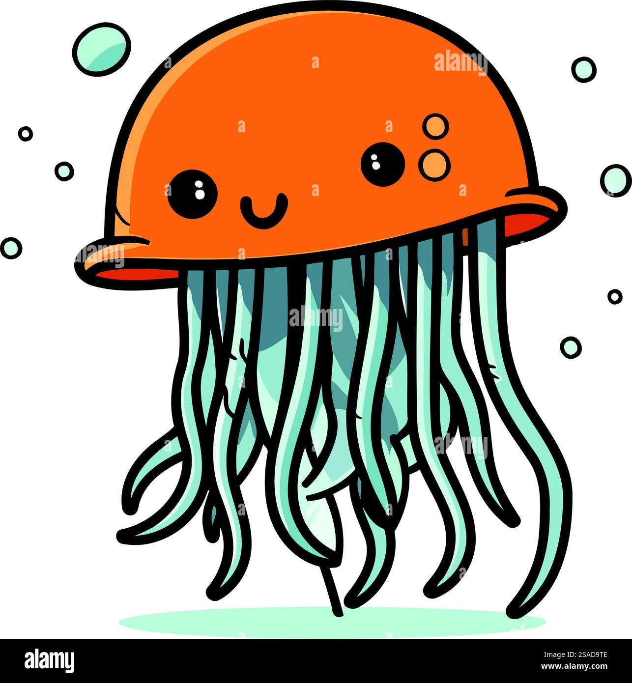 Cartoon cute jellyfish. Vector illustration of a sea animal Stock ...