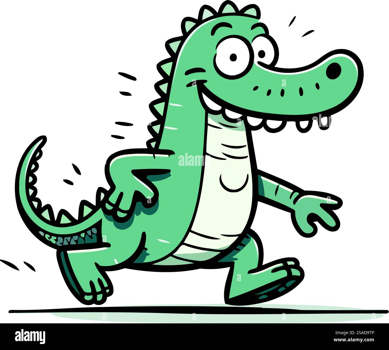 Cartoon crocodile running. Vector illustration of a funny crocodile ...