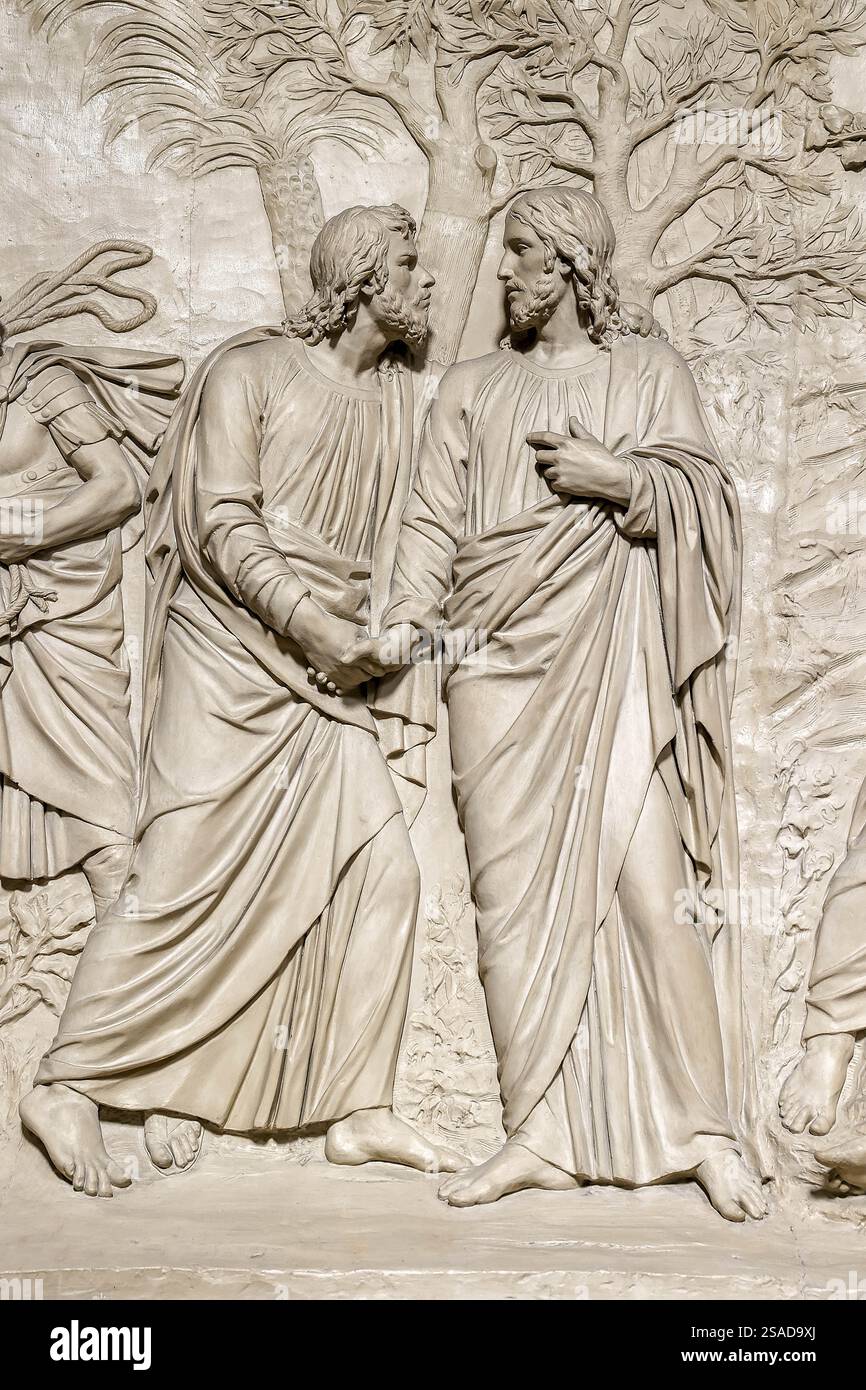 Saint Roch catholic church, Paris, France. Relief depicting Judas ...