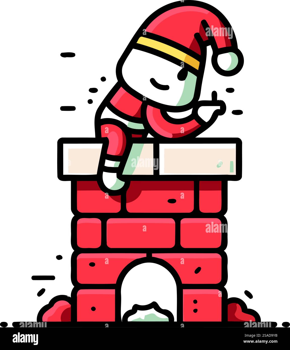 Santa Claus sitting on a chimney. Vector illustration in flat style ...