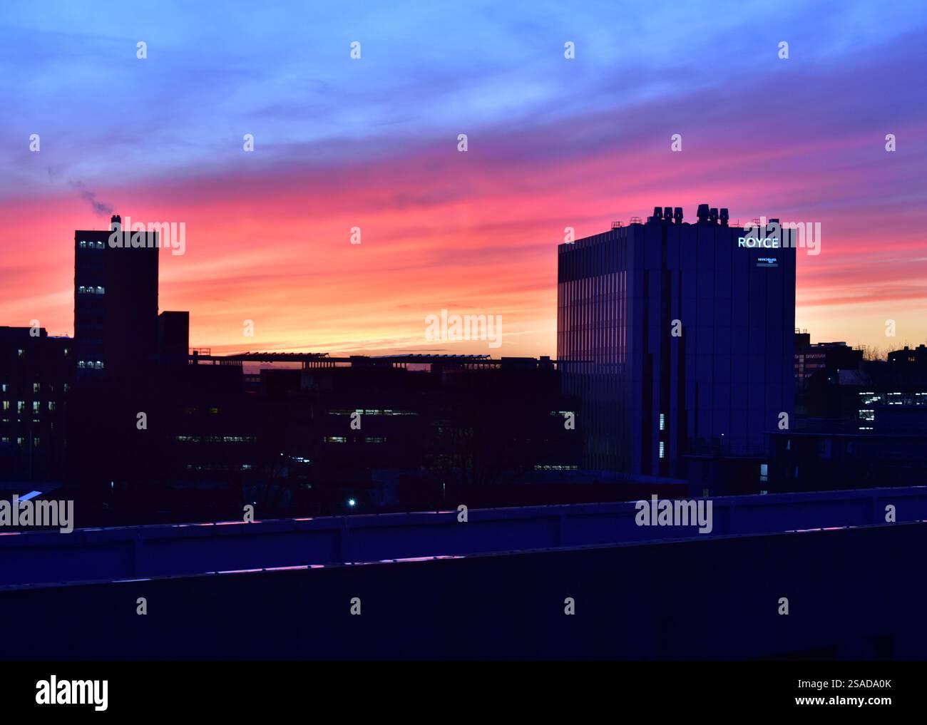 Manchester, UK, 29th January, 2025. A glorious sunset with University ...