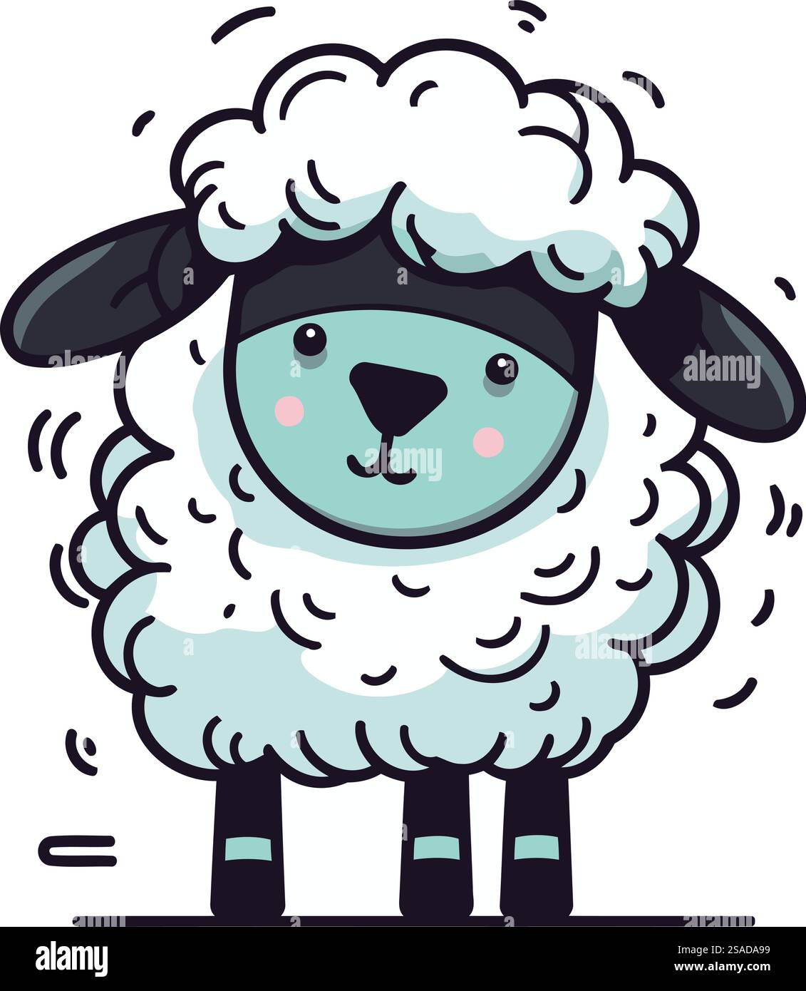 Cute cartoon sheep. Vector illustration in doodle style Stock Vector ...