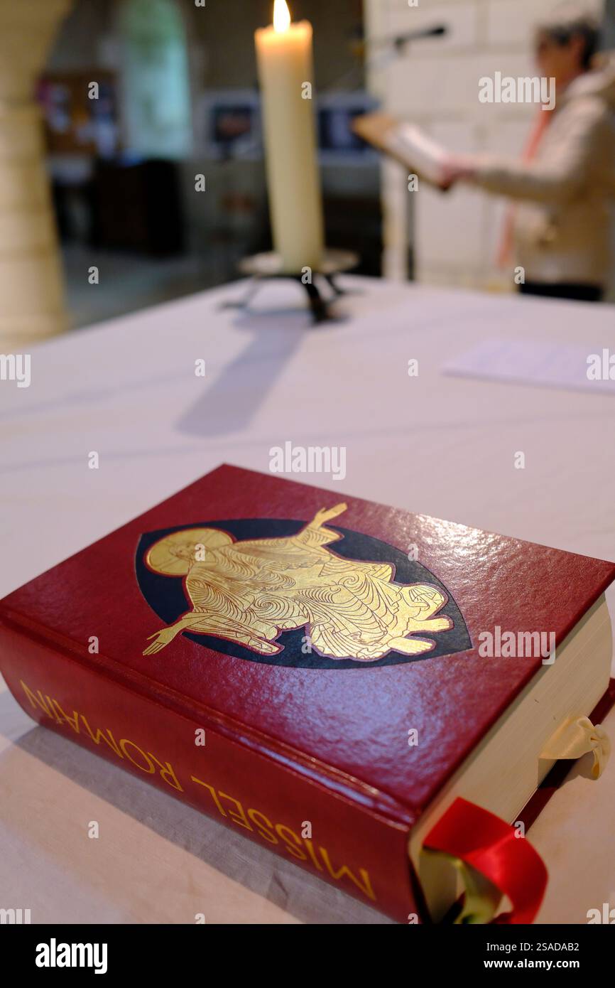 Roman Missal on the altar. Catholic Mass. Saint Sauveur. France Stock ...