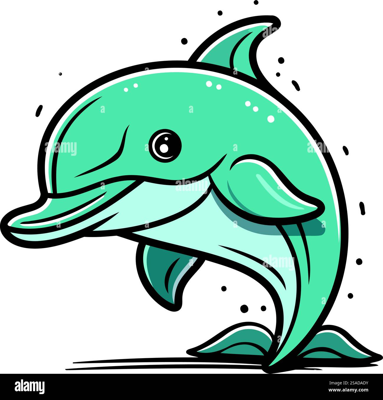 Dolphin isolated on white background. Vector illustration in cartoon ...