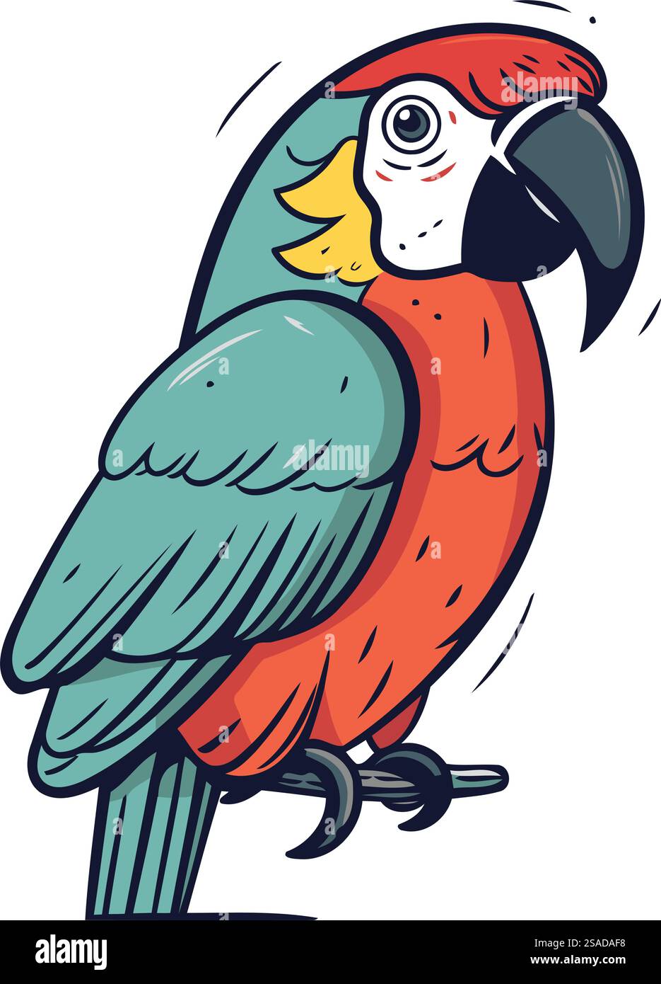 Colorful parrot on white background. Vector illustration in cartoon ...