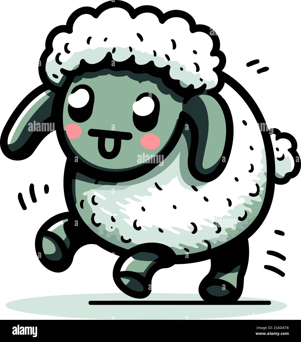 Sheep running cartoon character vector illustration. Cute funny sheep ...