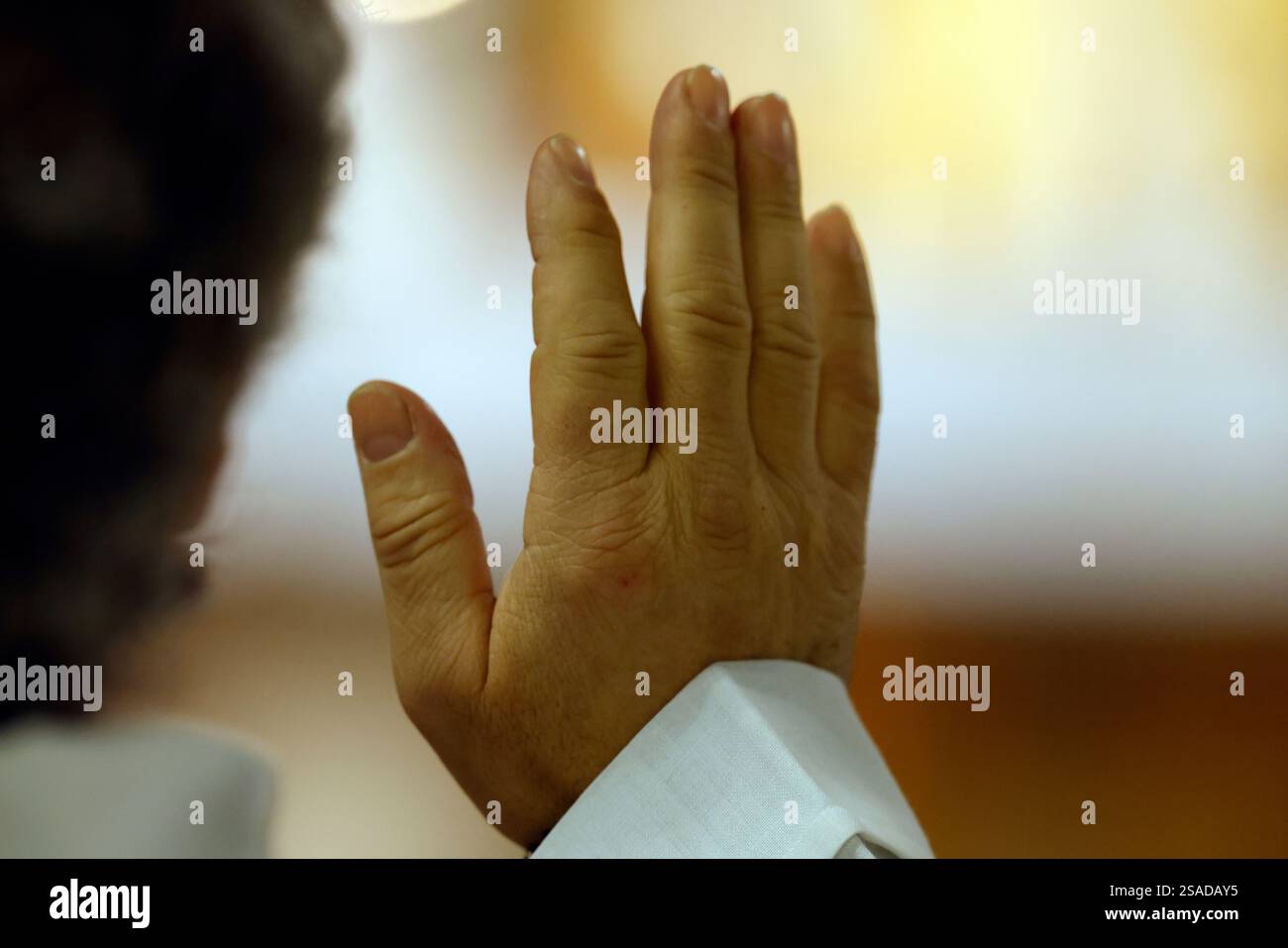 Catholic mass. Priest consecrating the hosts. Annecy. France Stock ...