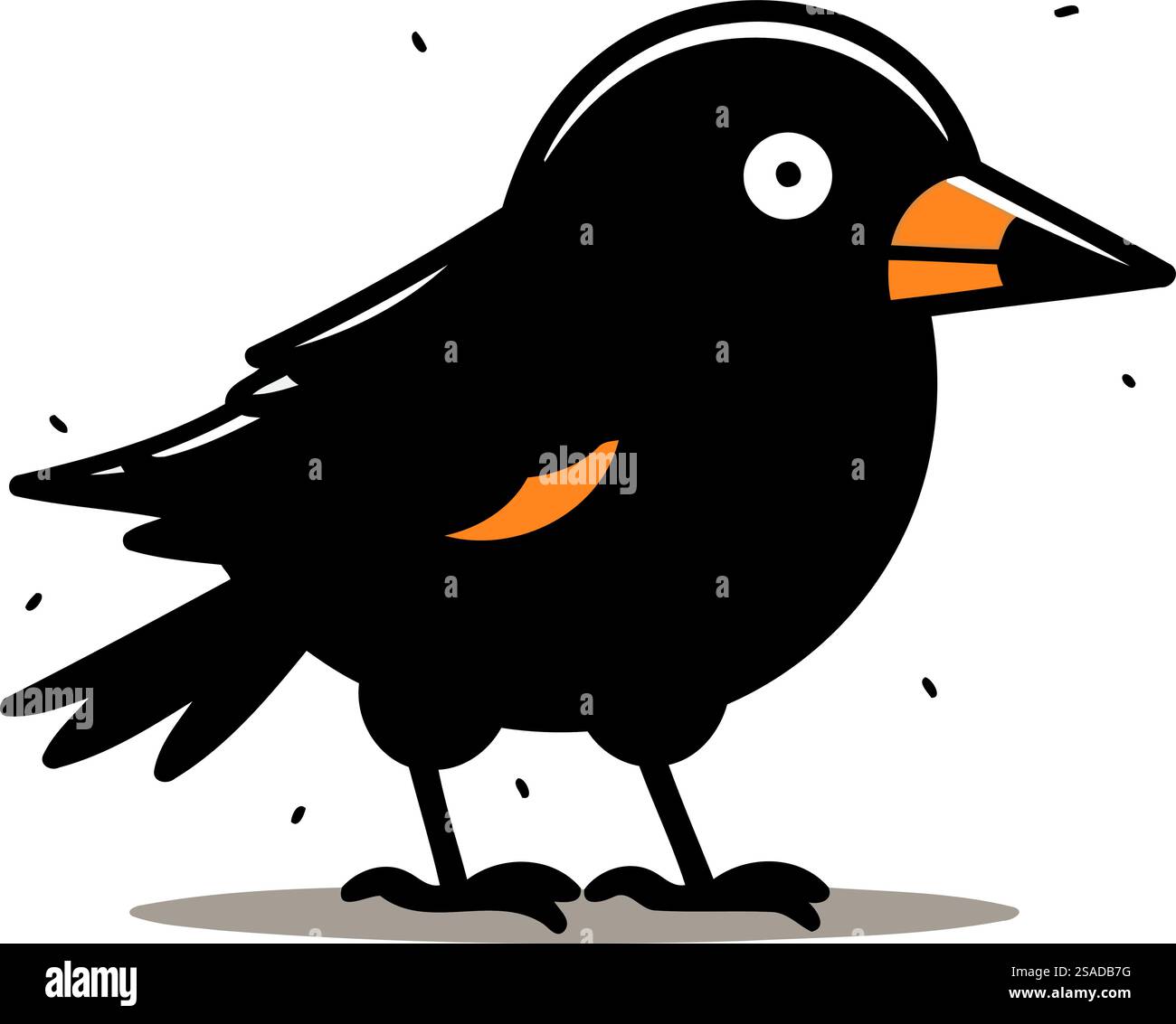 Cute cartoon black crow isolated on white background. Vector ...