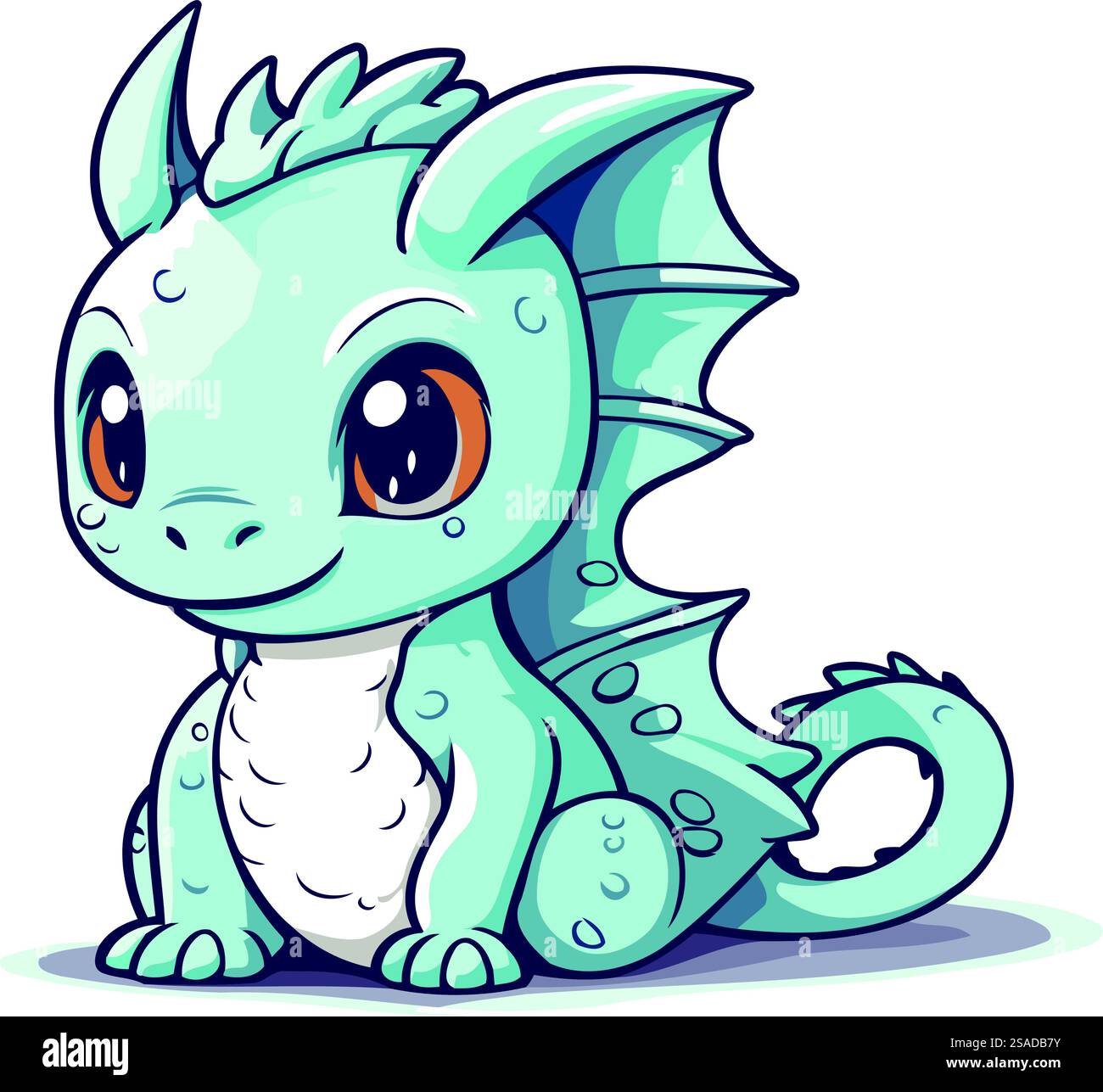 Cute blue dragon cartoon isolated on white background. Vector ...