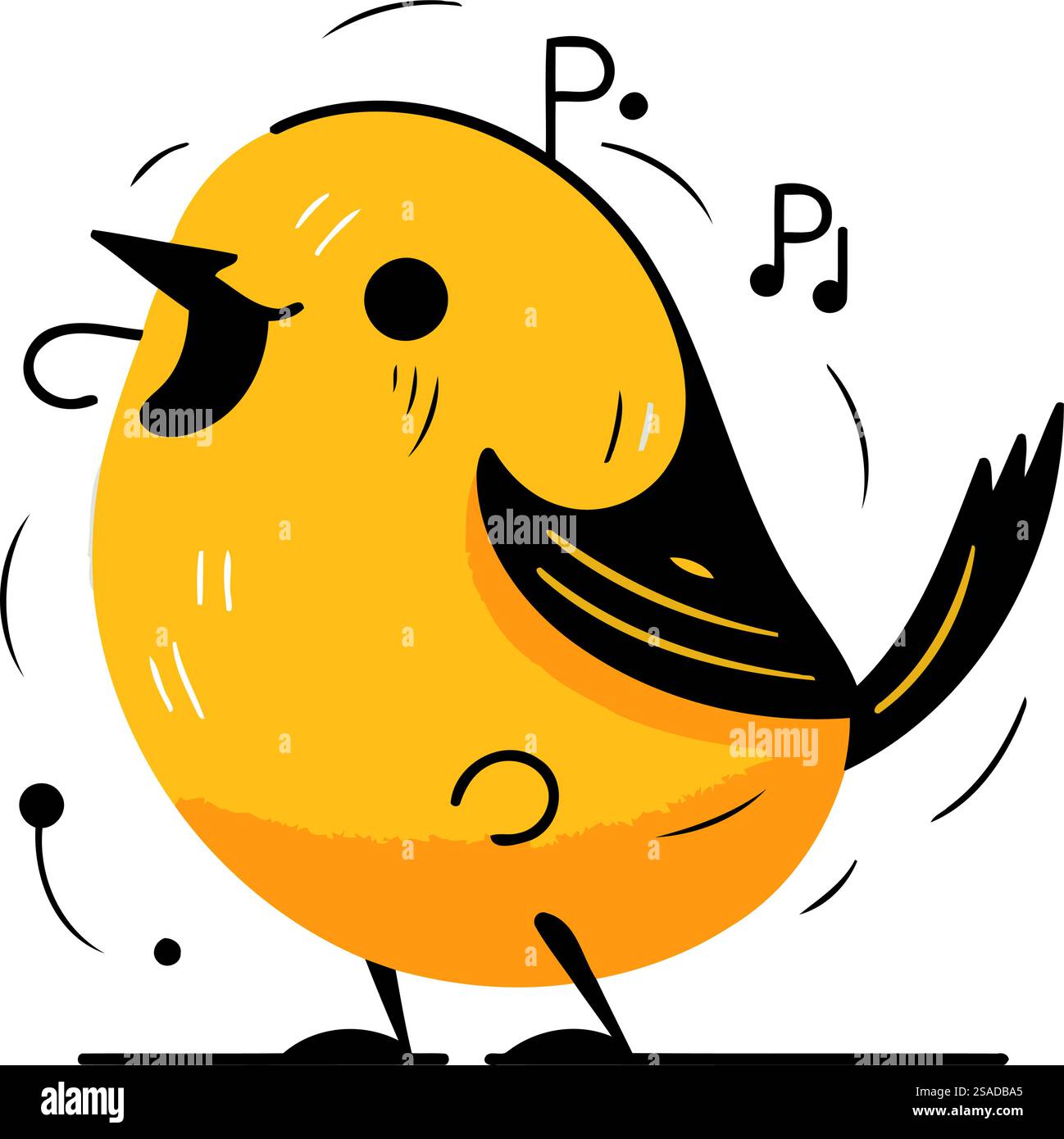 Vector illustration of a cute little yellow bird. Cute cartoon ...