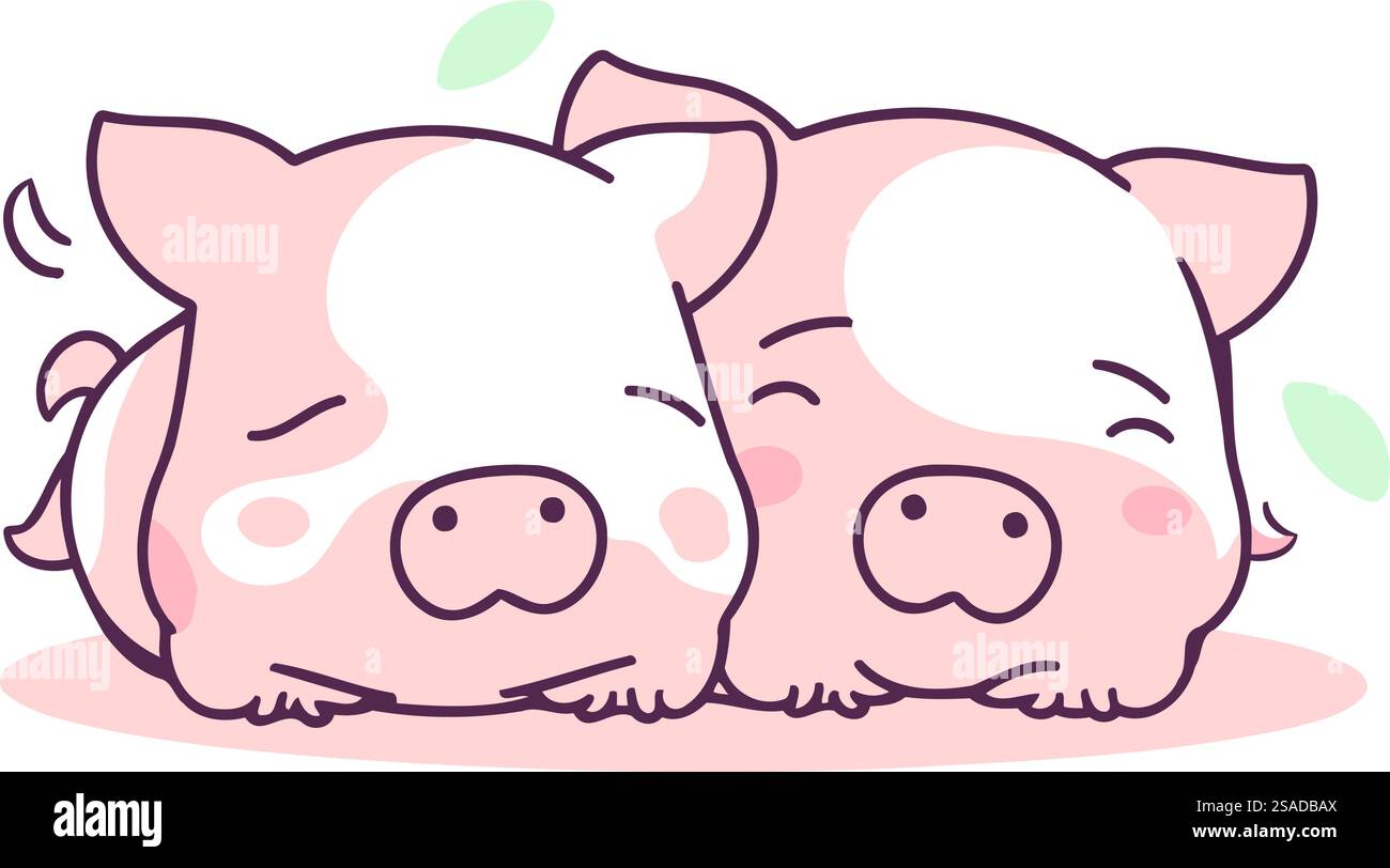 Vector illustration of two cute pigs. Isolated on white background ...