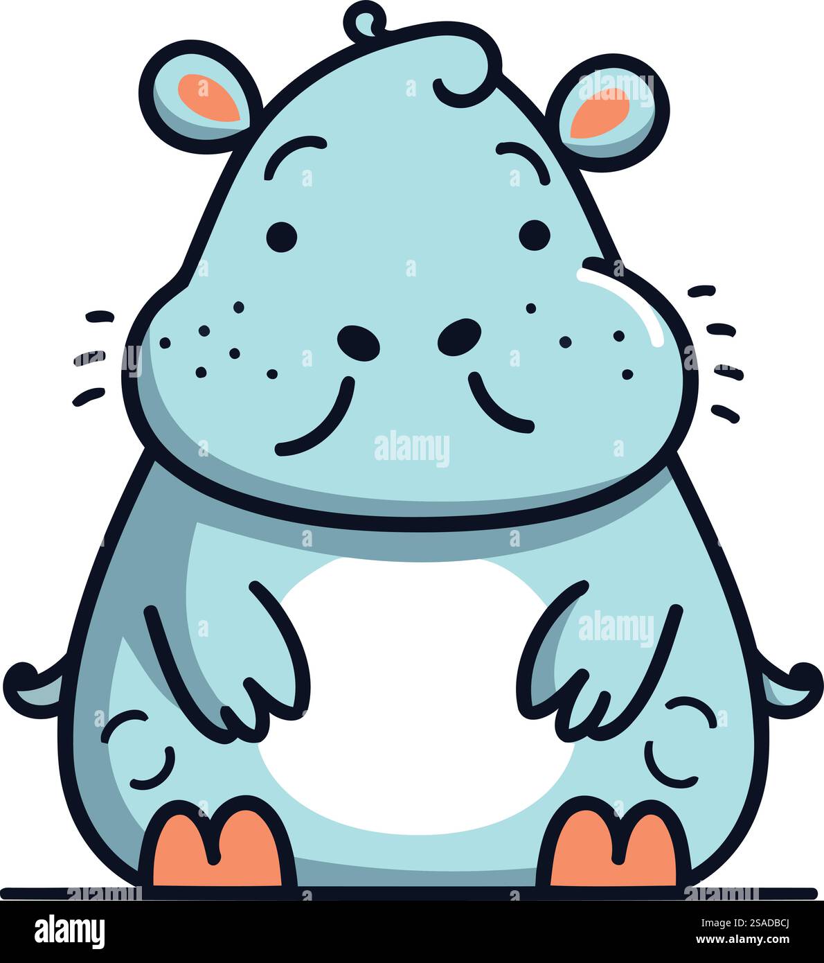 Cute cartoon hippopotamus. Vector illustration of a funny animal Stock ...