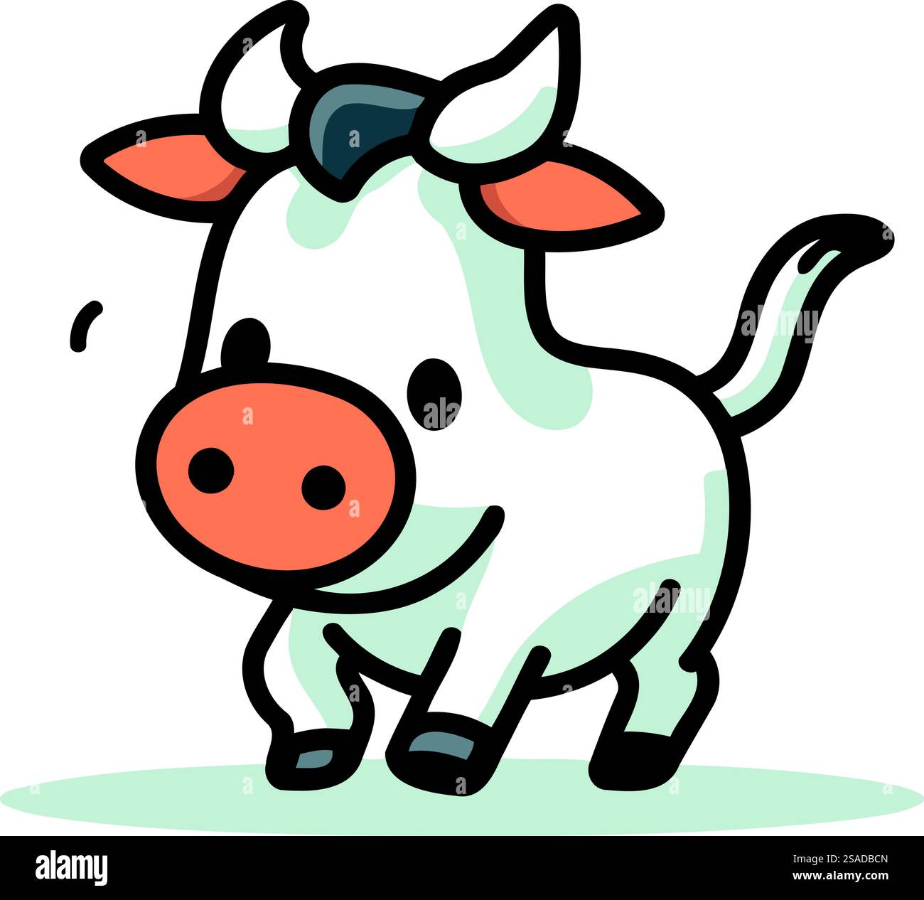 Cute cartoon cow. Vector illustration in doodle style Stock Vector ...