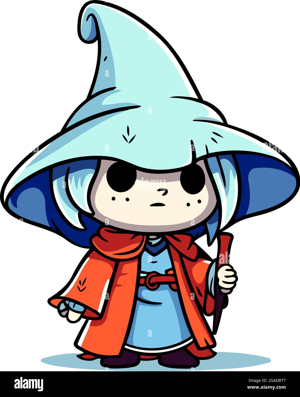 Cute cartoon boy dressed like a witch. Halloween vector illustration ...