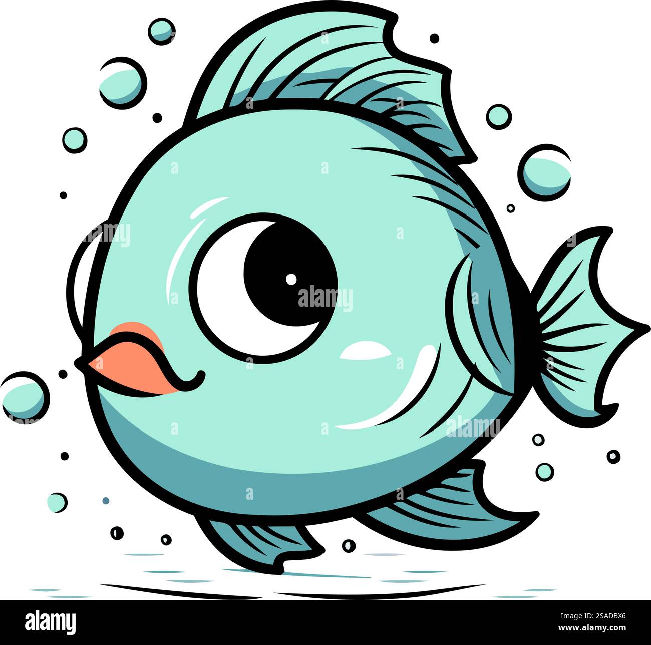 Cartoon blue fish on white background. Vector illustration for your ...