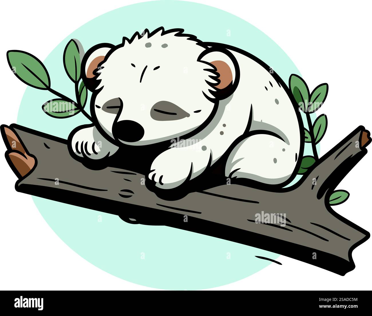 Cute cartoon koala sleeping on the branch. Vector illustration Stock ...
