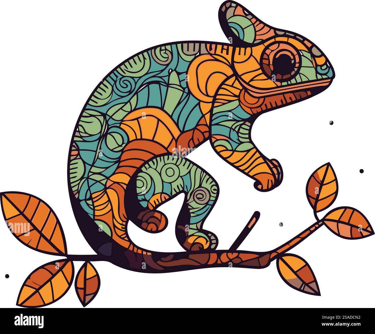 Chameleon. Zentangle. Hand drawn vector illustration Stock Vector Image ...