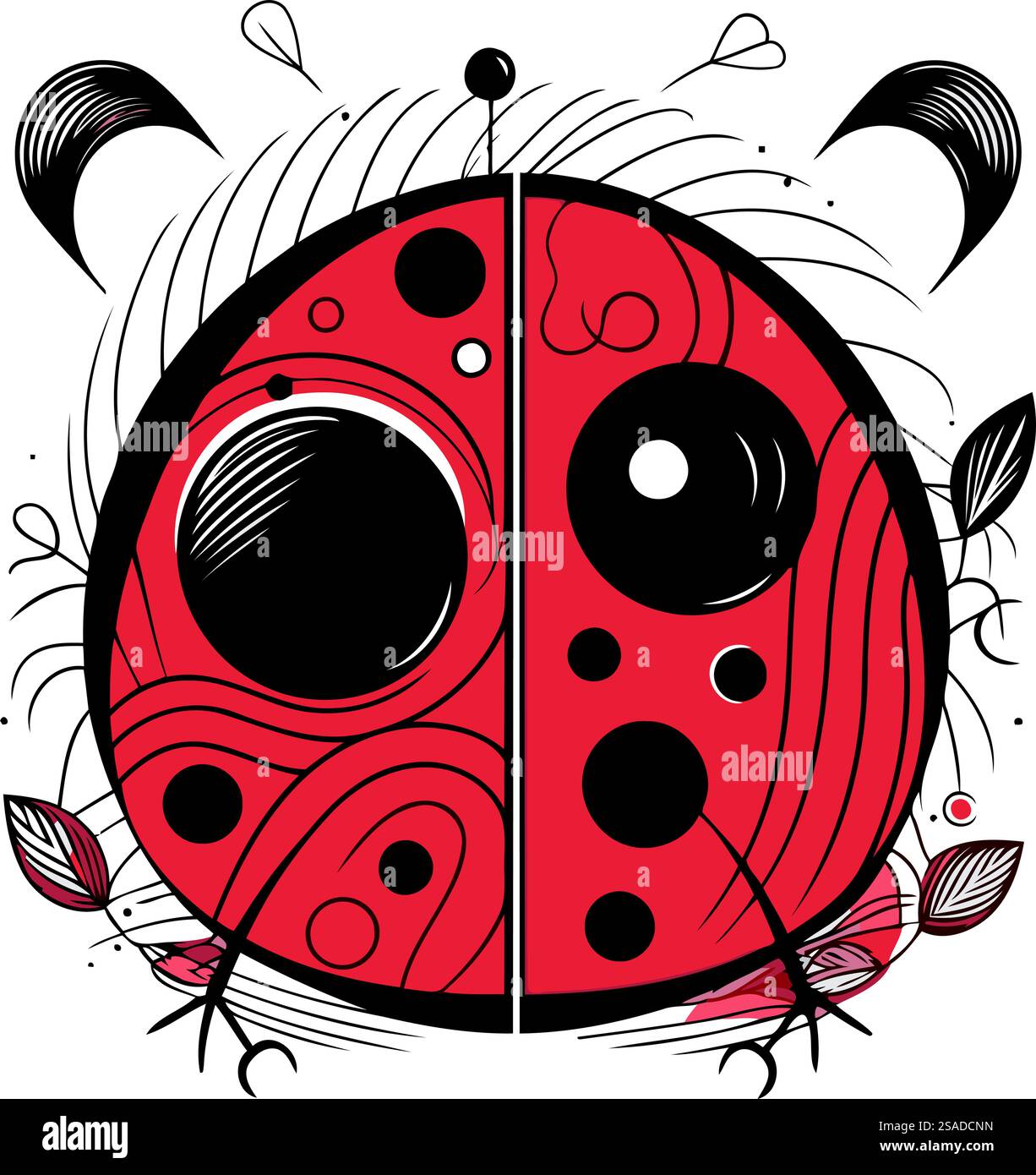 Beautiful ladybug in the style of doodle. Vector illustration Stock ...