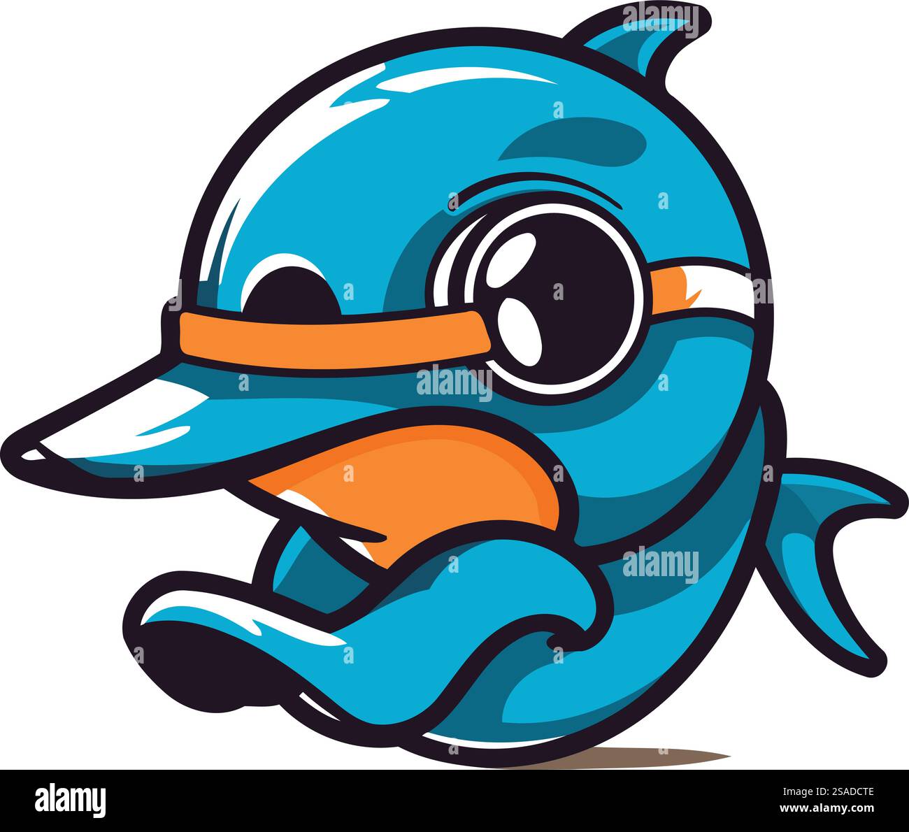 Cute cartoon blue penguin. Vector illustration isolated on white ...